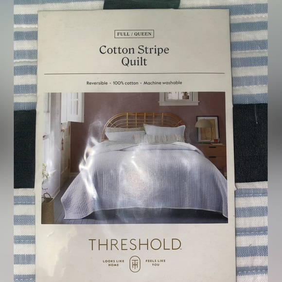 Threshold | Bedding | New Blue And White Striped Quilt | Poshmark